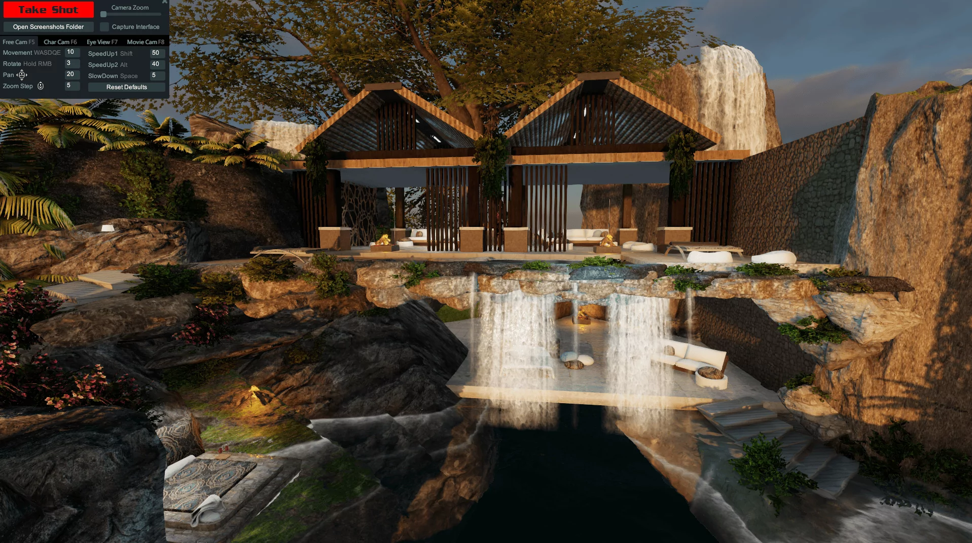 Waterfall house on the rocks - 3DXChat Store